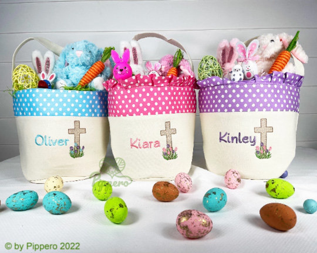 Cross Personalized Easter Basket, Customized Easter Basket, Kid's ...