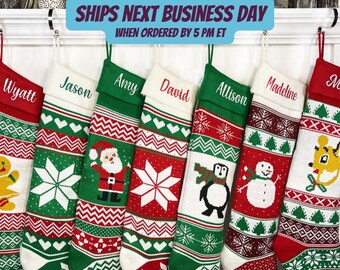Personalized Traditional Christmas Stocking Hand Knit - Etsy Canada
