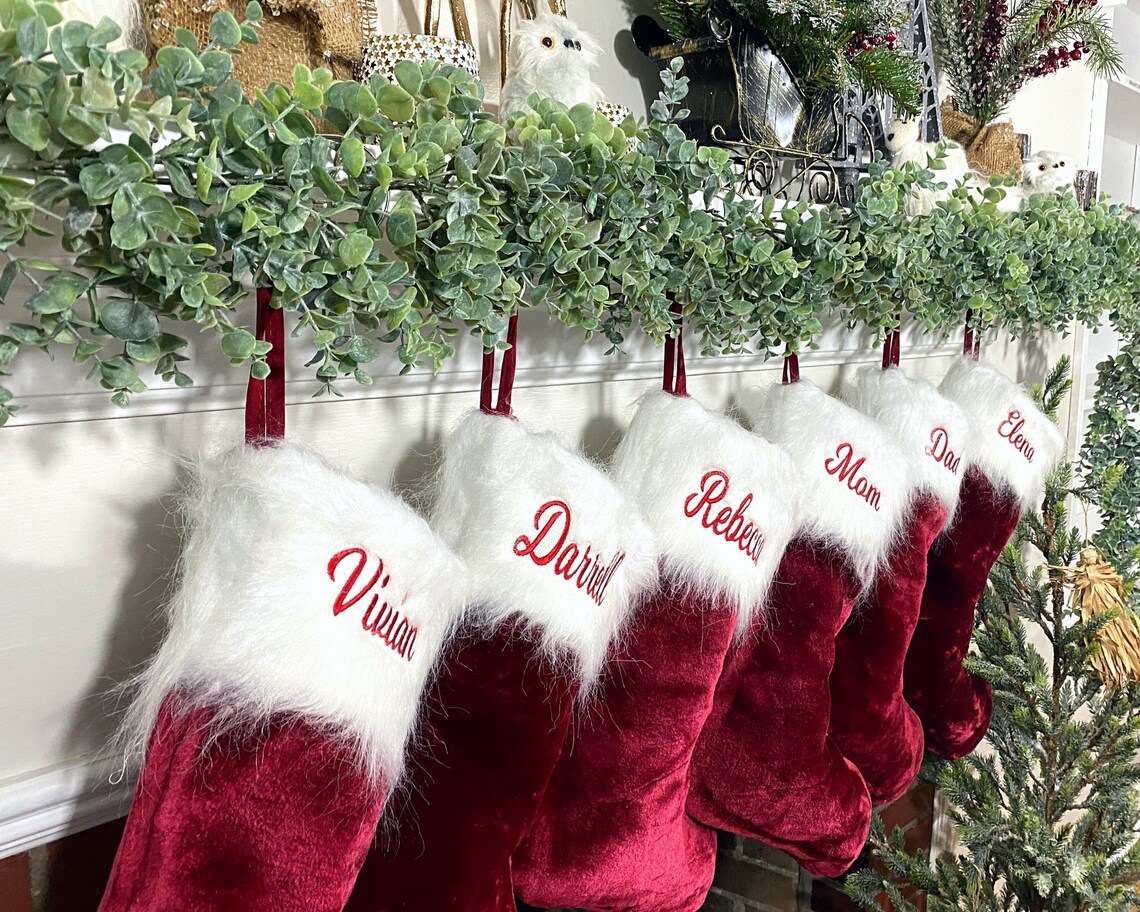 Red Velvet Plush Personalized Stocking Velvet Custom | Etsy
