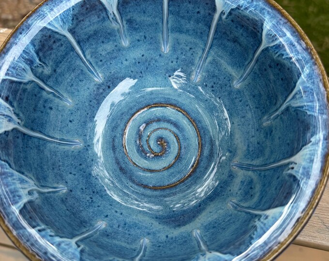 Blue Wheel Thrown Pottery Bowl, All Purpose Hand Made Stoneware Bowl - Etsy