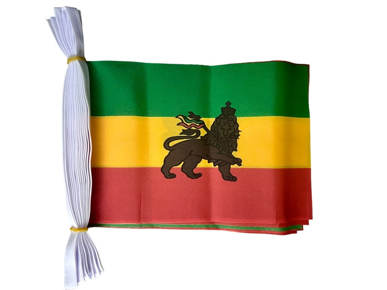 ETHIOPIA LION Flag Bunting 3 Metres 10 Flags Rasta Rastafarian Reggae ...