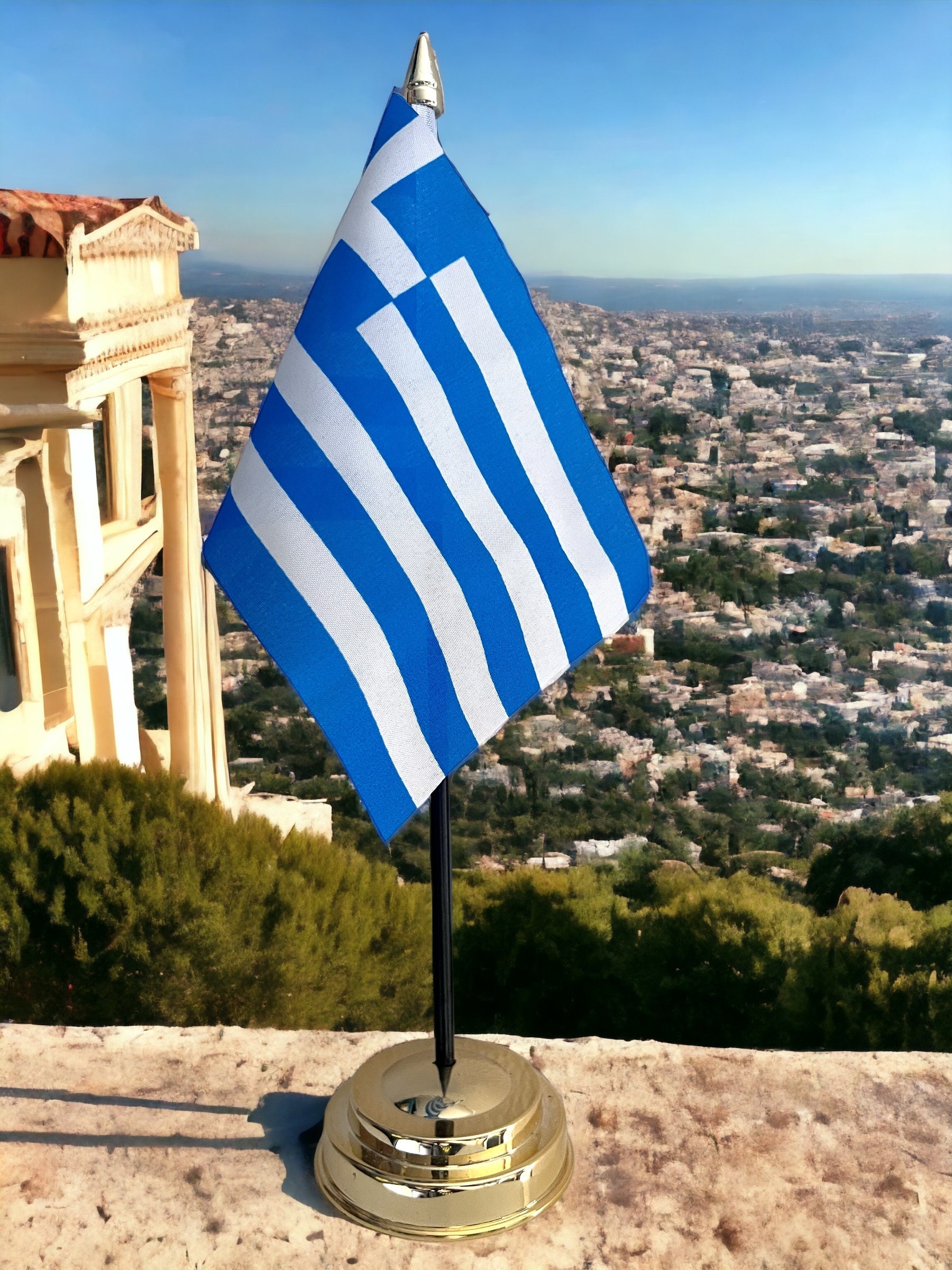 GREECE Table Flag 15cm X 10cm STANDS 25cm Tall in Base - Etsy