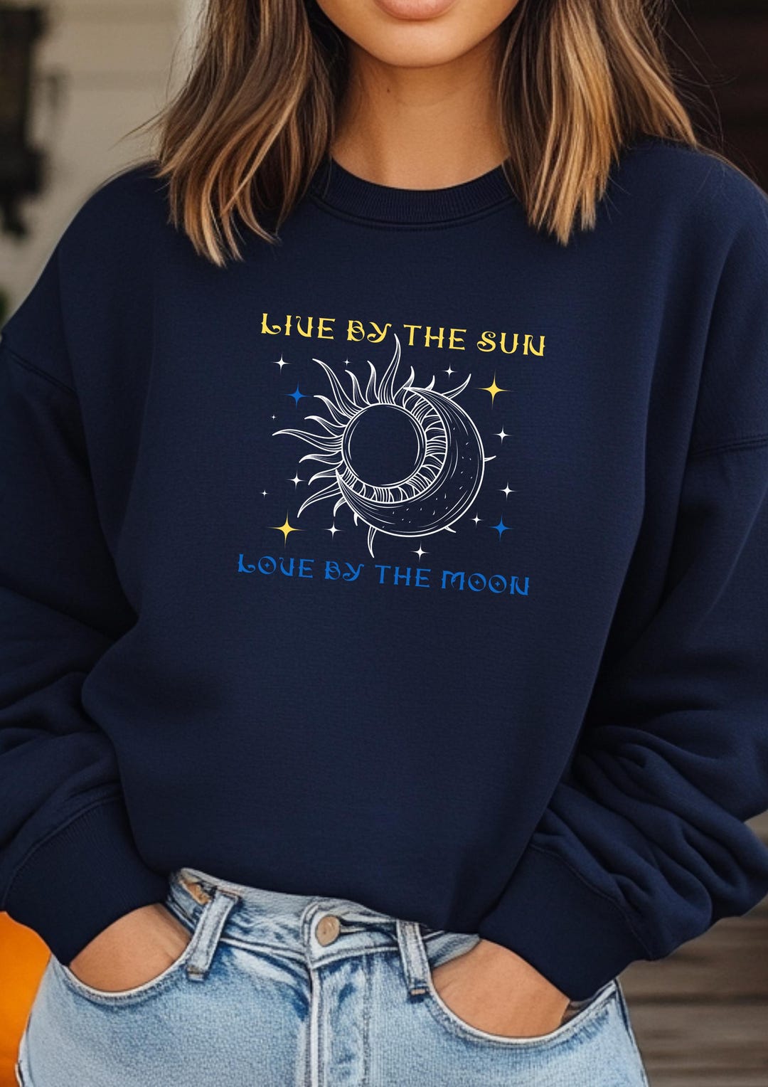Live by the Sun, Love by the Moon Embroidered Sweatshirt, Sun Moon ...
