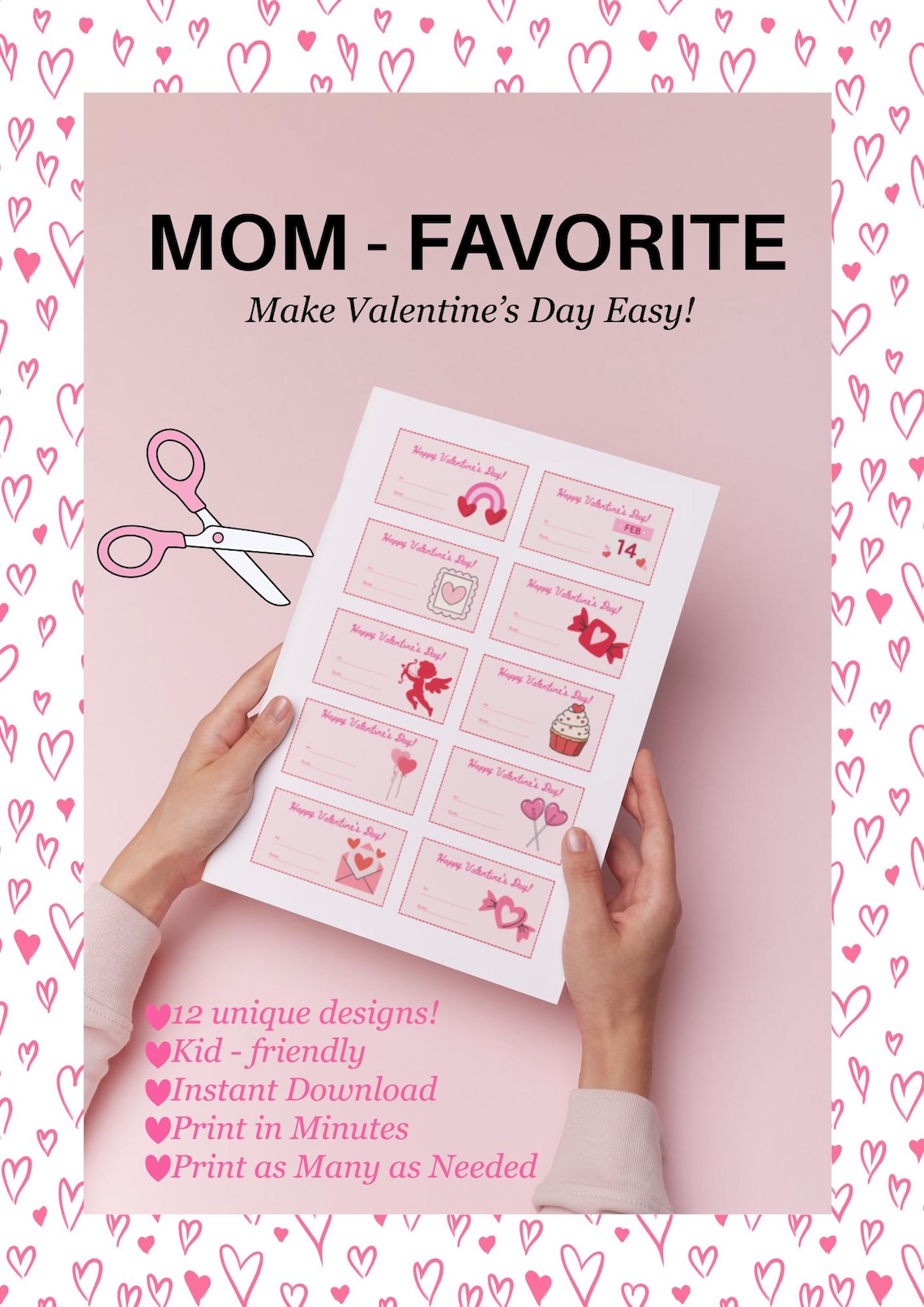 Printable Classroom Valentines Cards| Kids Valentine Bundle| Instant ...
