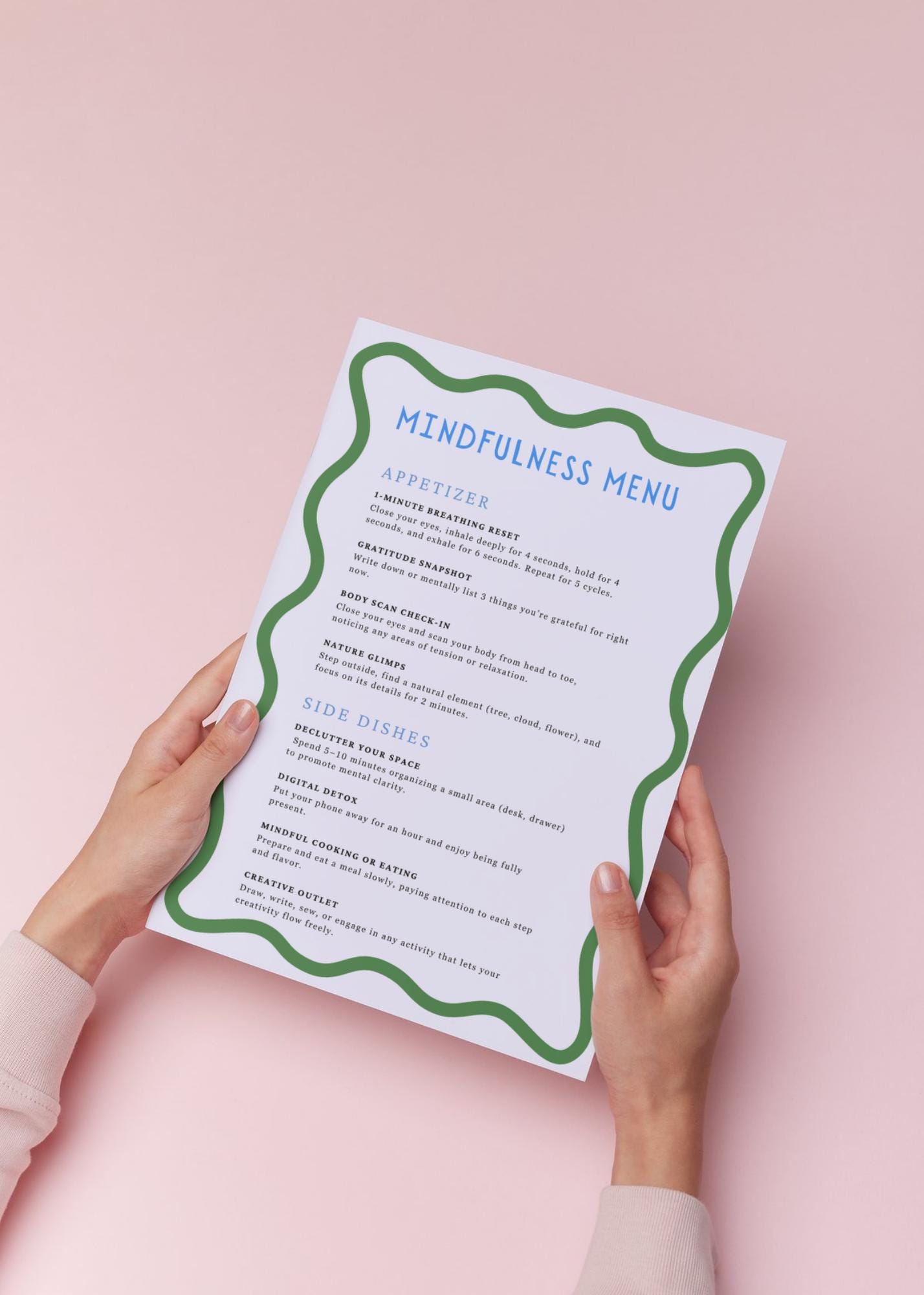 Mindfulness Menu Printable – A Guided Wellness Tool for Mindful Living ...