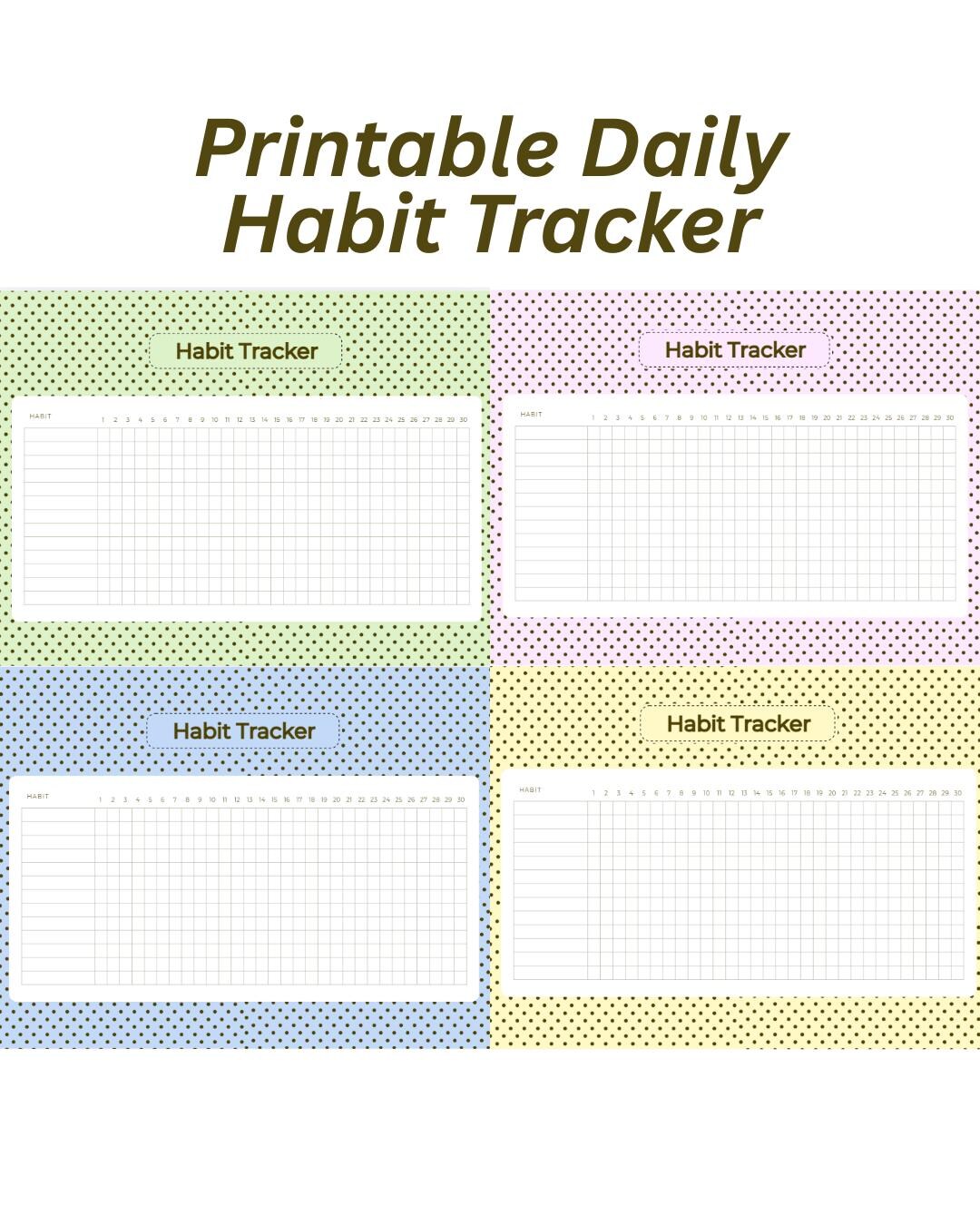 Polka Dot Habit Tracker Printable, Daily Planner (digital Download - Etsy