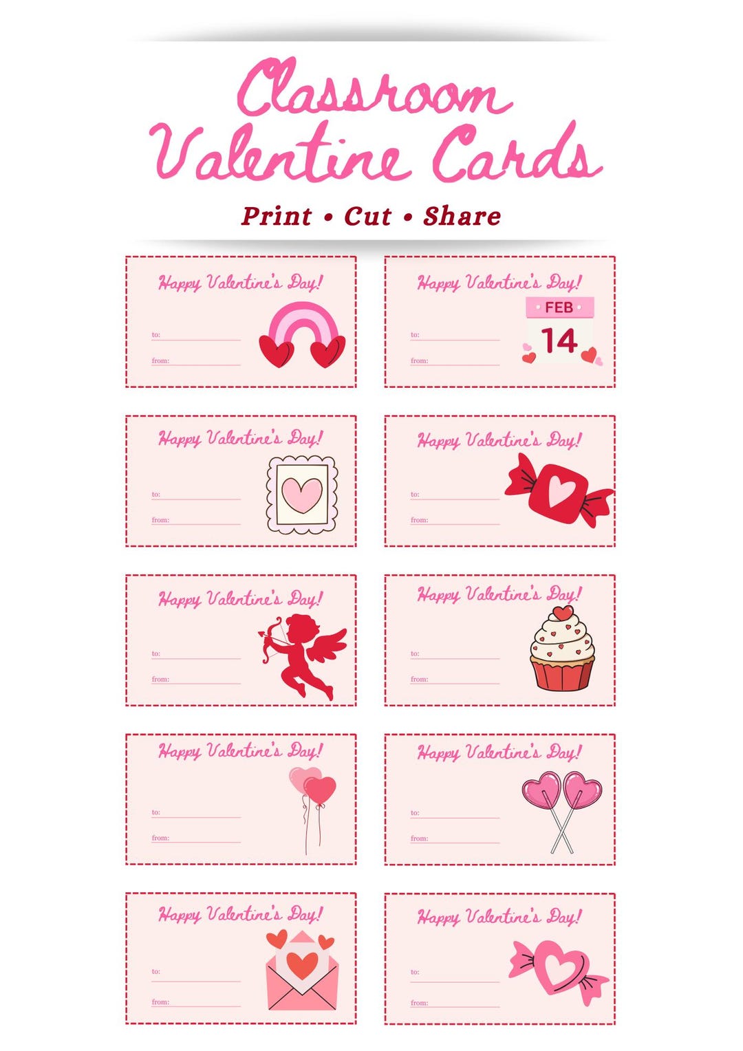 Printable Classroom Valentines Cards| Kids Valentine Bundle| Instant ...