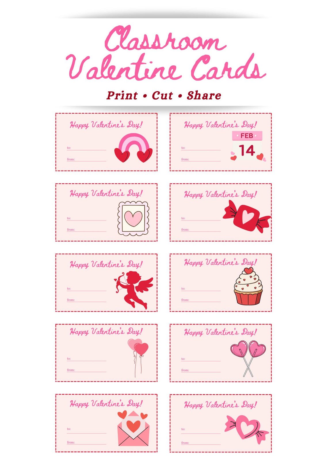Printable Classroom Valentines Cards| Kids Valentine Bundle| Instant ...