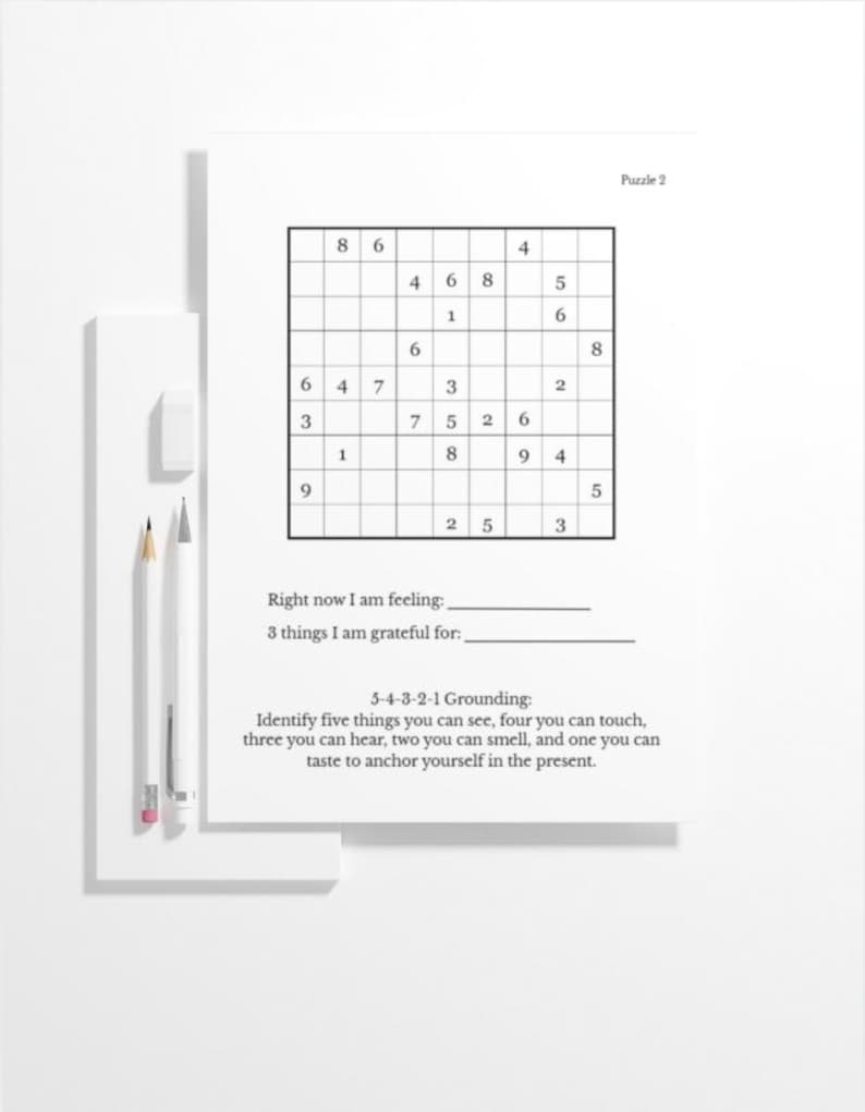 Mindfulness Sudoku – Printable Anxiety Relief Workbook | Relaxation ...