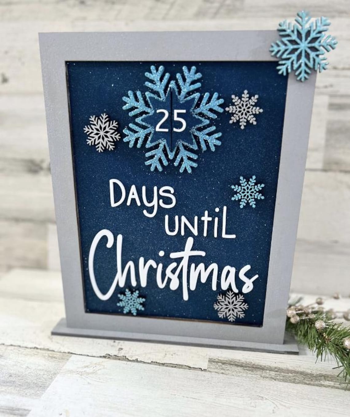 Christmas Countdown Sign Days Until Christmas Snowflake Holiday Sign ...