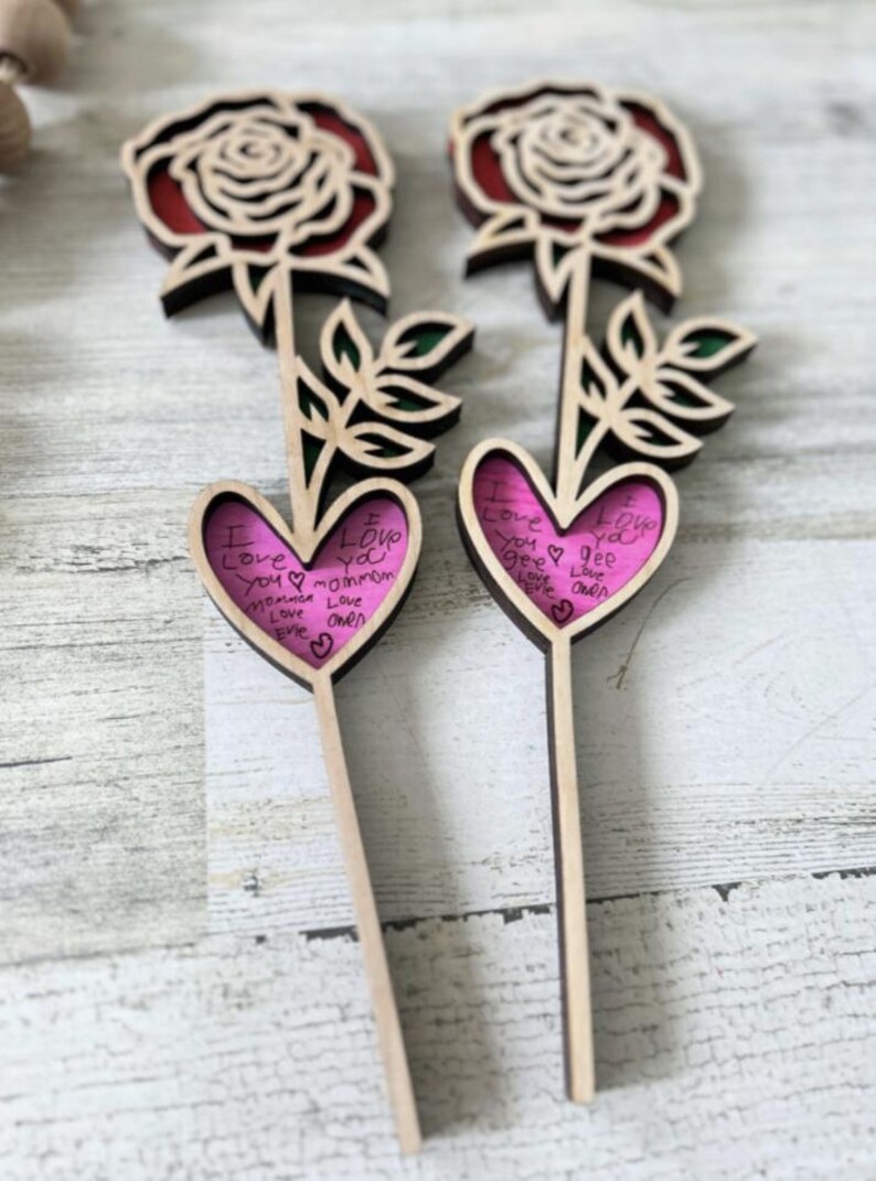 Personalized Wood Rose Flower Mother's Day Gift Valentines Day Custom ...