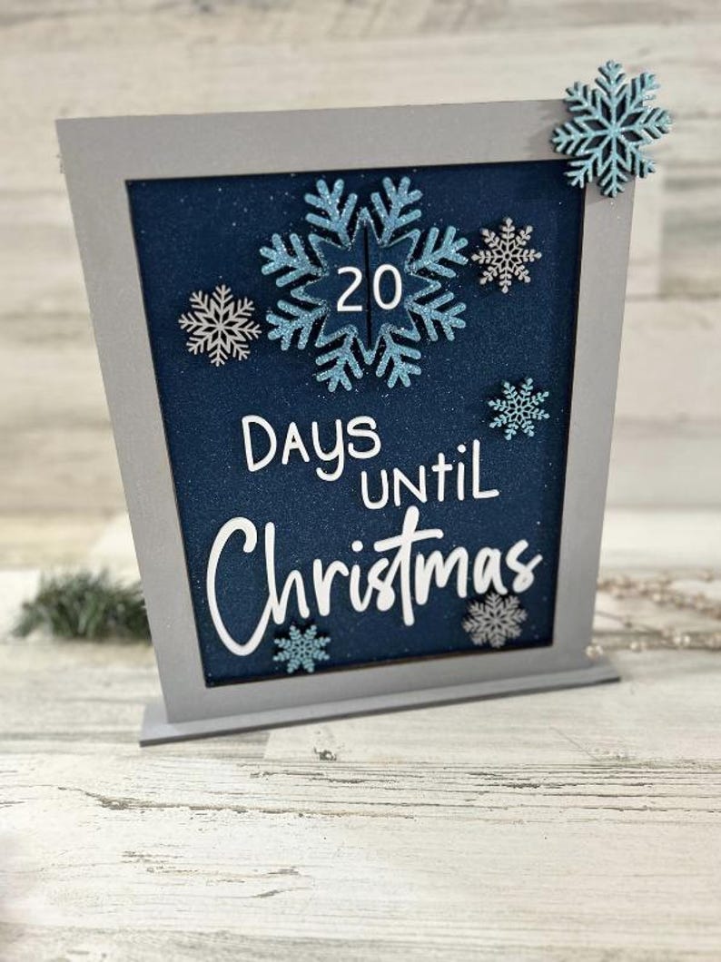 Christmas Countdown Sign Days Until Christmas Snowflake Holiday Sign ...