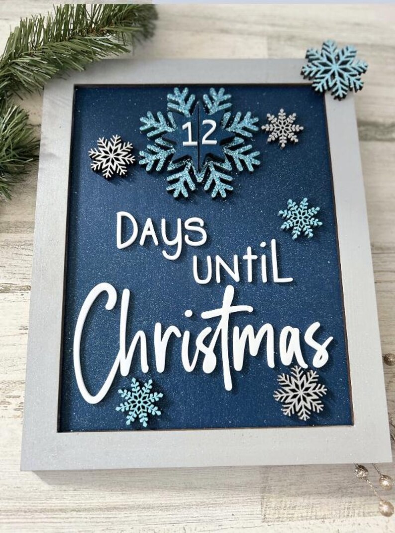 Christmas Countdown Sign Days Until Christmas Snowflake Holiday Sign ...