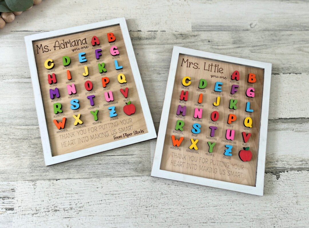 ABC Teacher Sign Teacher Gift Teacher Appreciation Gift Personalized ...