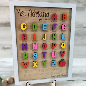 ABC Teacher Sign Teacher Gift Teacher Appreciation Gift Personalized ...