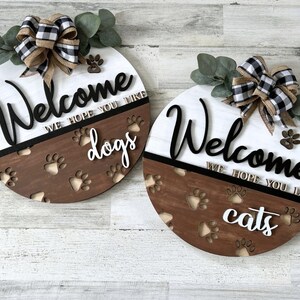 Welcome Hope You Like Dogs Door Sign Paw Prints Dog Lover Sign Welcome ...