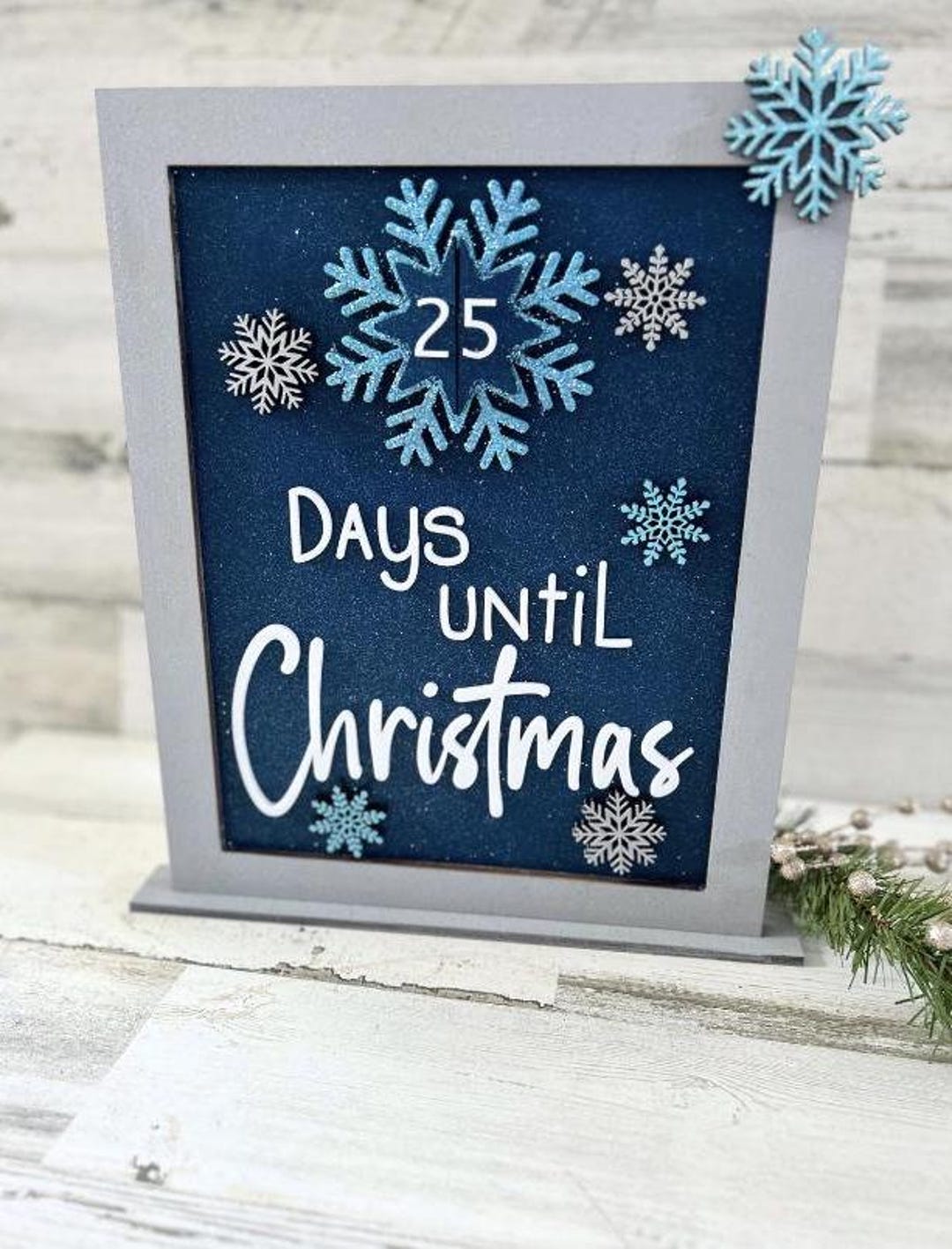 Christmas Countdown Sign Days Until Christmas Snowflake Holiday Sign ...