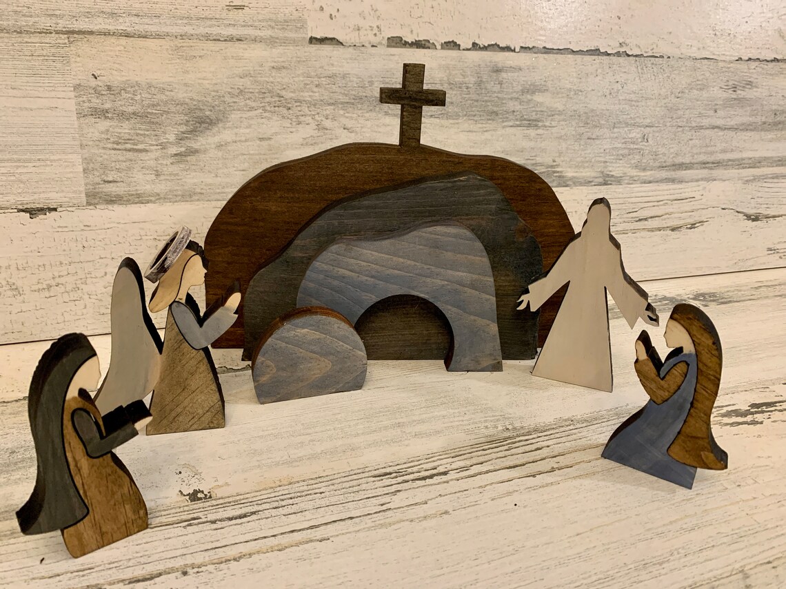 Easter Scene Wooden Decor Resurrection Scene Easter Creche He | Etsy