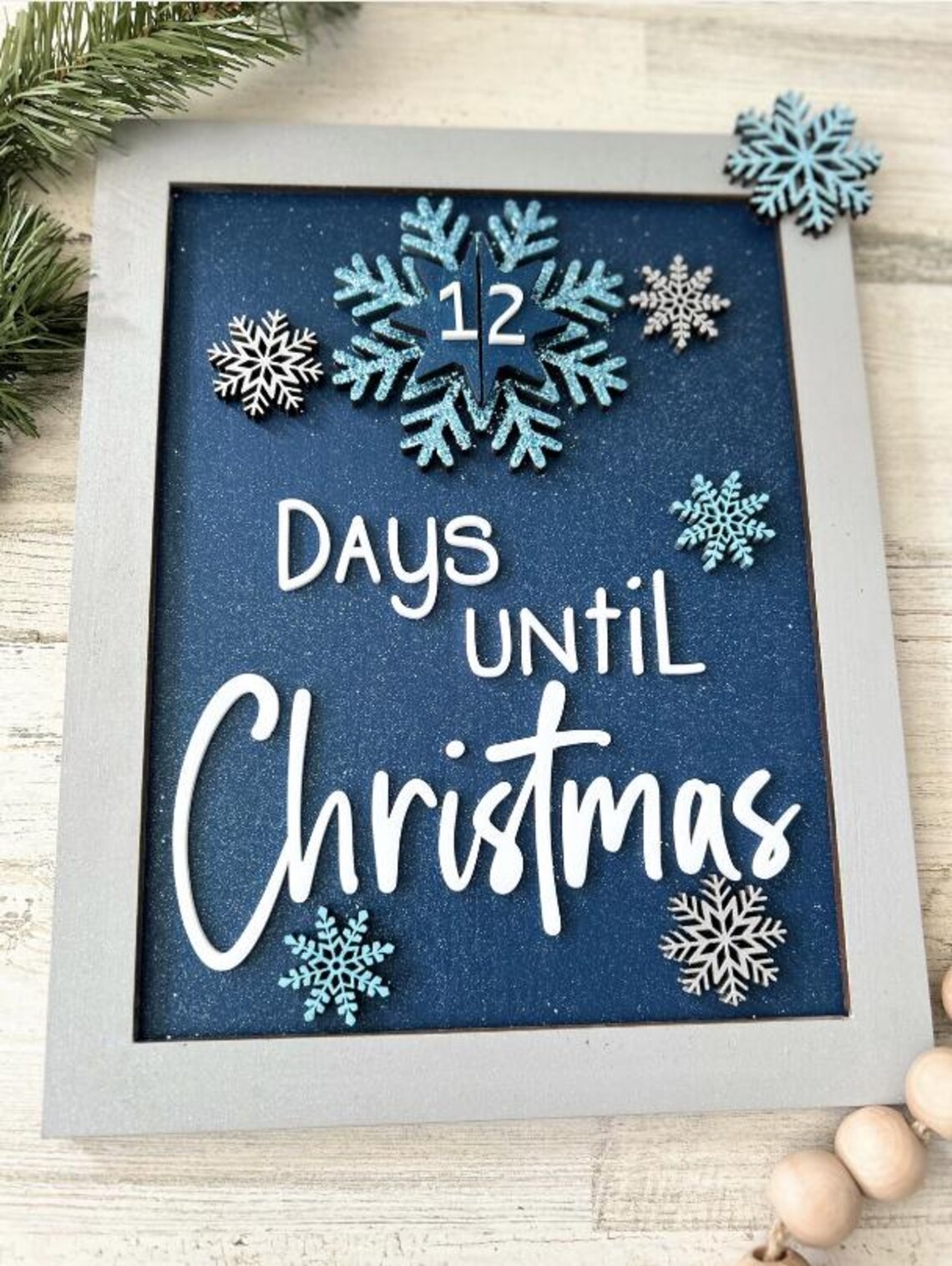 Christmas Countdown Sign Days Until Christmas Snowflake Holiday Sign ...