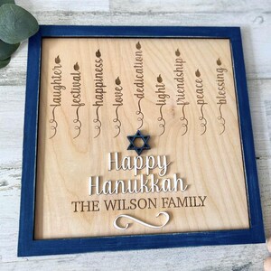 Hanukkah Wood Menorah Personalized Sign Chanukah Decoration Happy ...