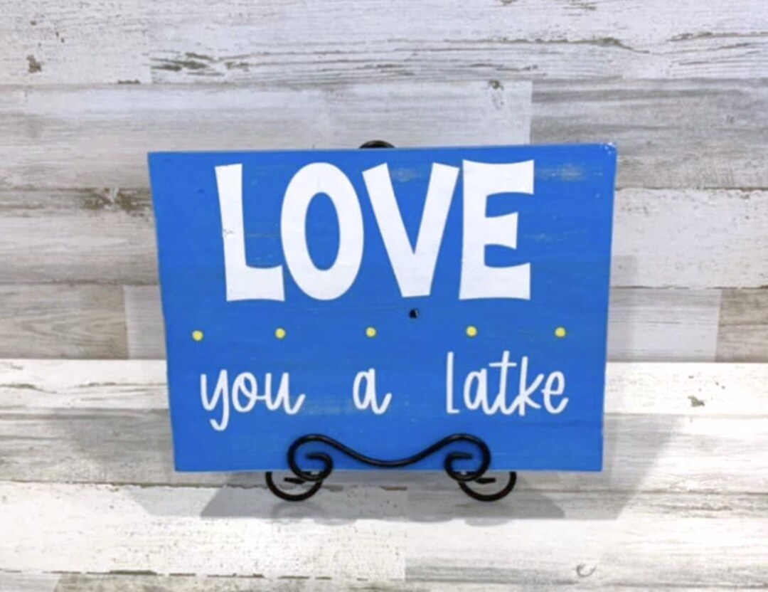 Hanukkah Sign Love You a Latke Hanukkah Sign Pallet Wood Sign Blue ...