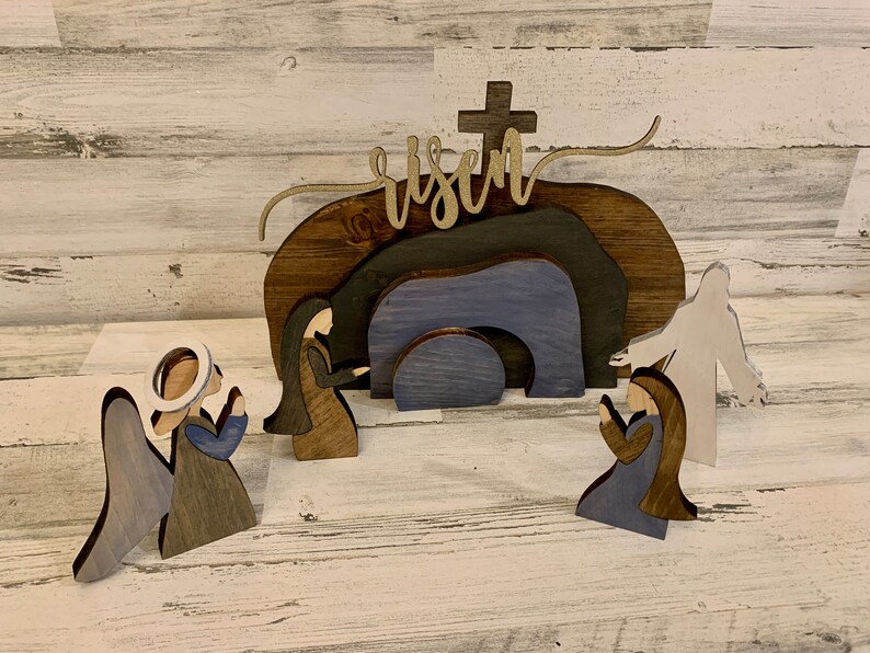 Easter Scene Wooden Decor Resurrection Scene Easter Creche He - Etsy