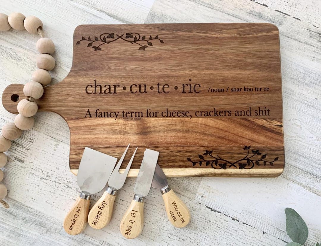 Funny Charcuterie Board and Cheese Knife Set Cheesy Puns Gift Cheese ...