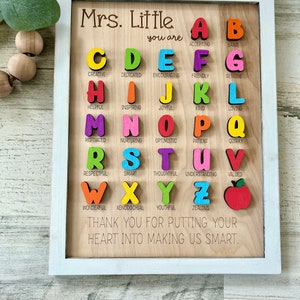 ABC Teacher Sign Teacher Gift Teacher Appreciation Gift Personalized ...