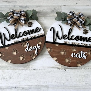 Welcome Hope You Like Dogs Door Sign Paw Prints Dog Lover Sign Welcome ...
