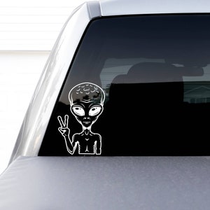 Alien Car Decal, Alien Come in Peace Sticker, Peace Sign Design - Etsy