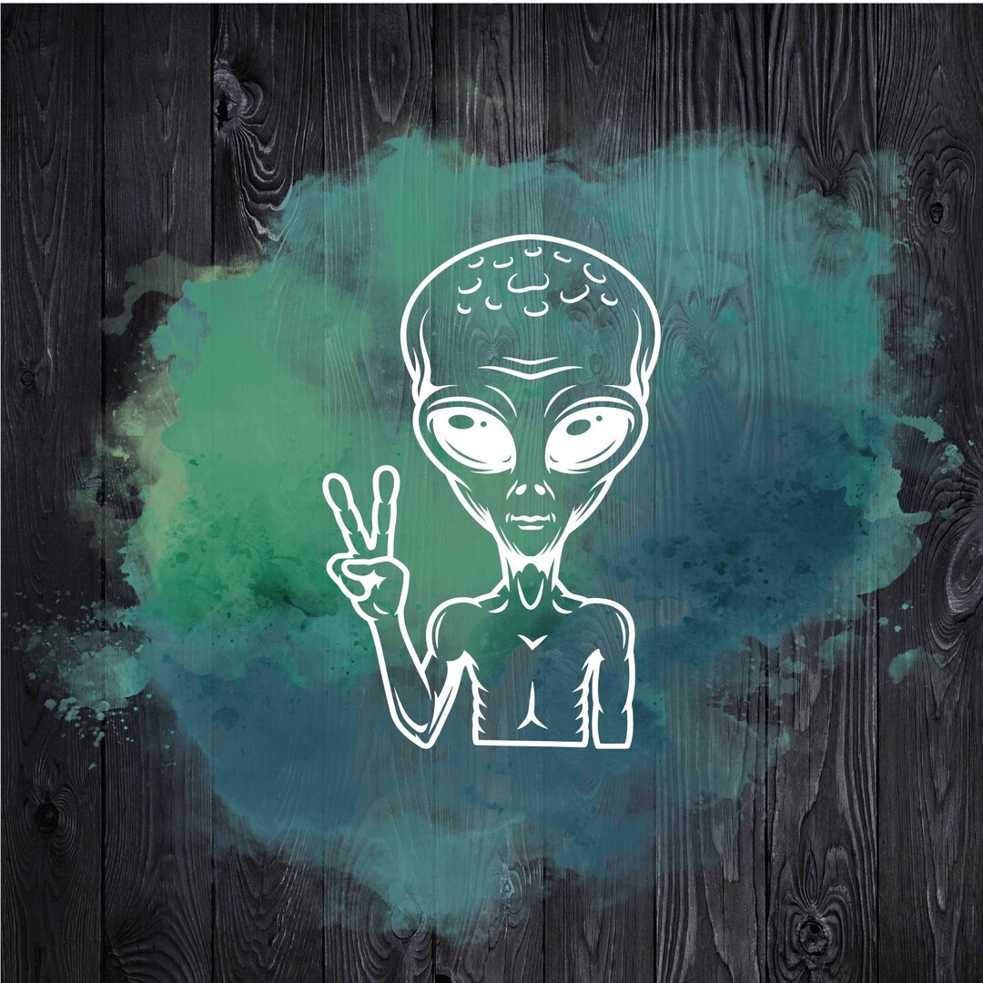 Alien Car Decal, Alien Come in Peace Sticker, Peace Sign Design - Etsy