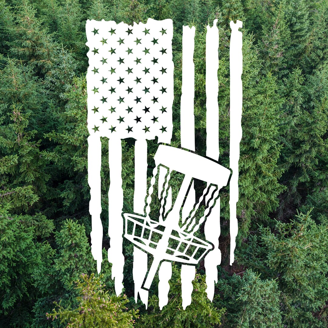Disc Golf Car Decal, American Flag Decal, Disc Golf Waterproof Sticker ...