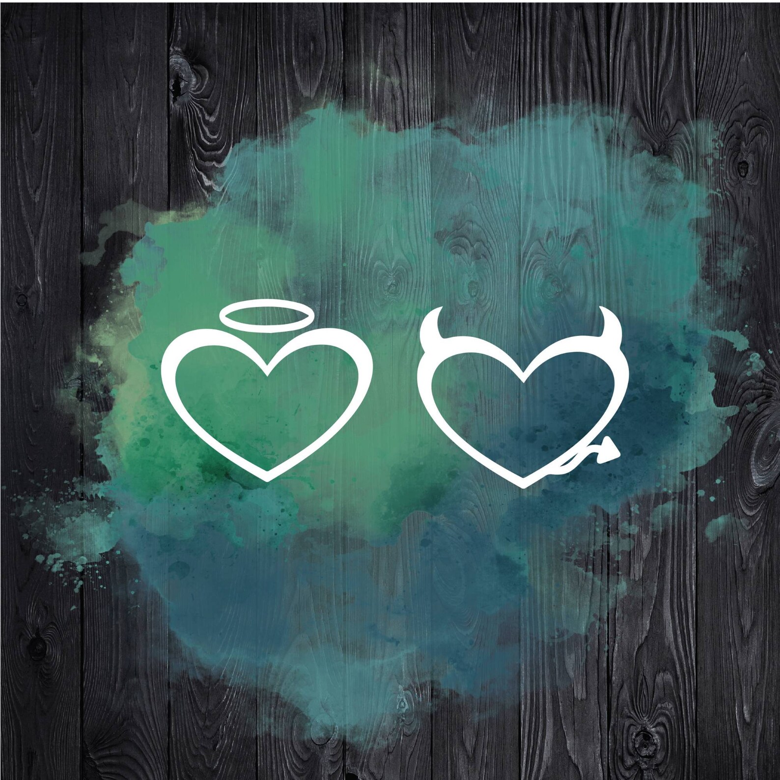 Heart Shaped Angel and Devil Car Decal Angel Devil Sticker - Etsy