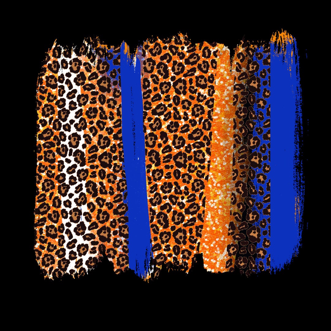 Orange & Blue Leopard Brush Stroke Graphic-png - Etsy