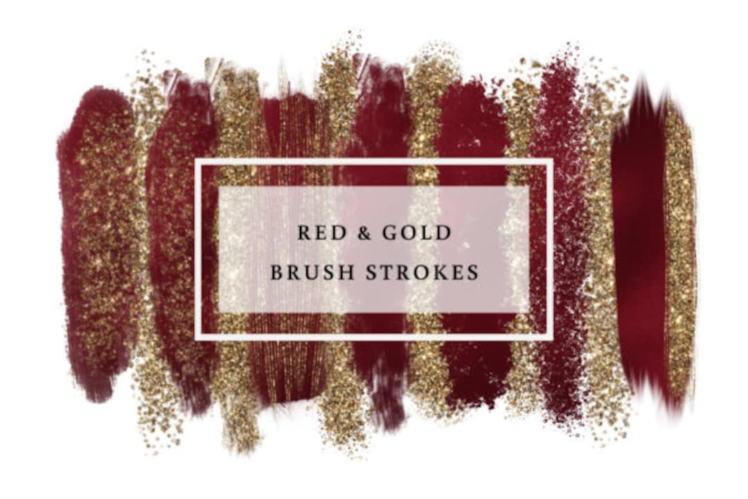 Red and Gold Brush Strokes-png - Etsy