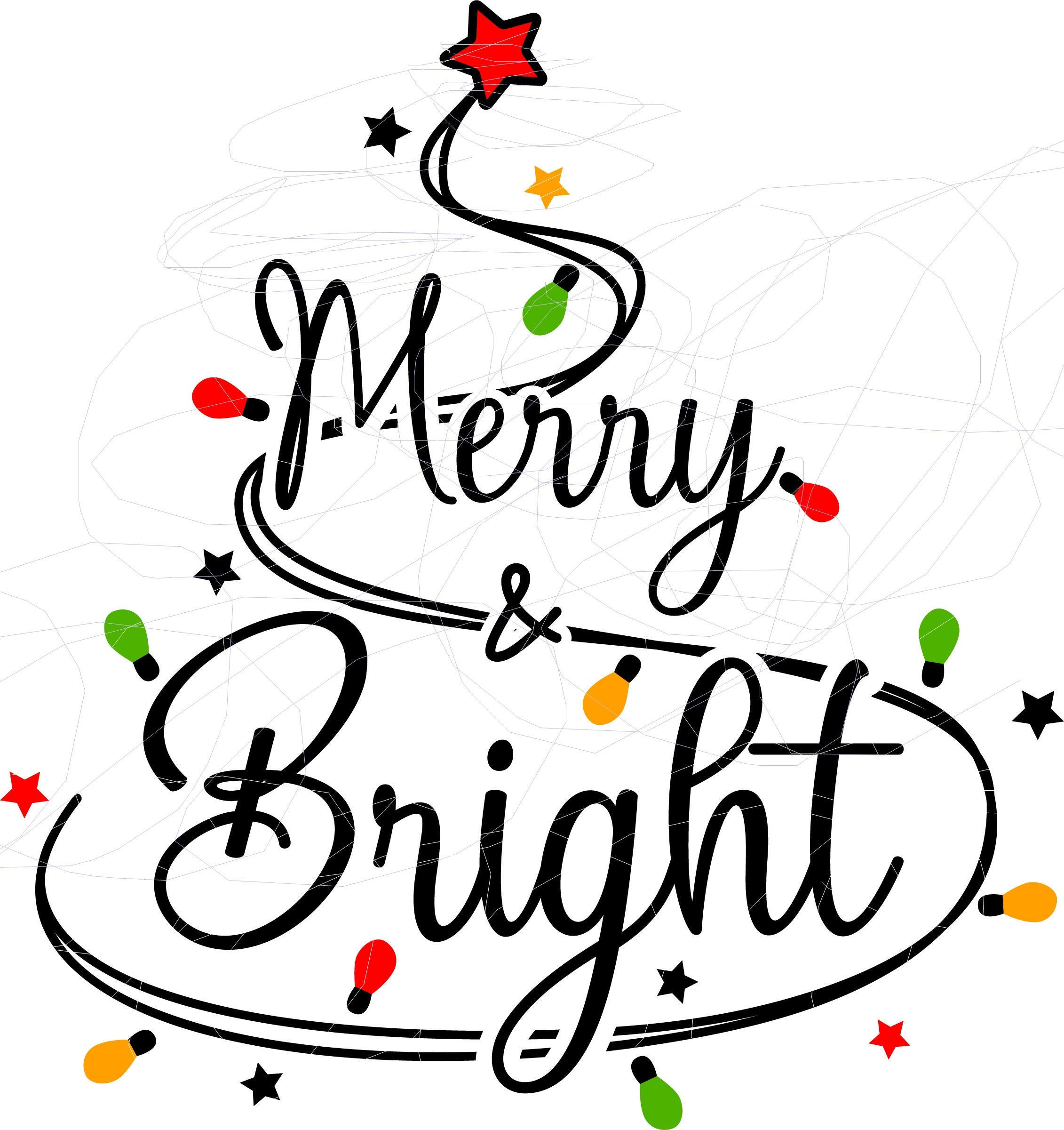 Merry and Bright Tree Design PNG SVG - Etsy