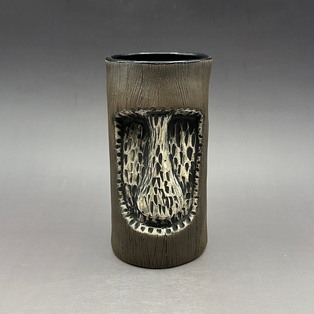 Woodgrain Carved Moai Tiki Mug (handmade) - Etsy