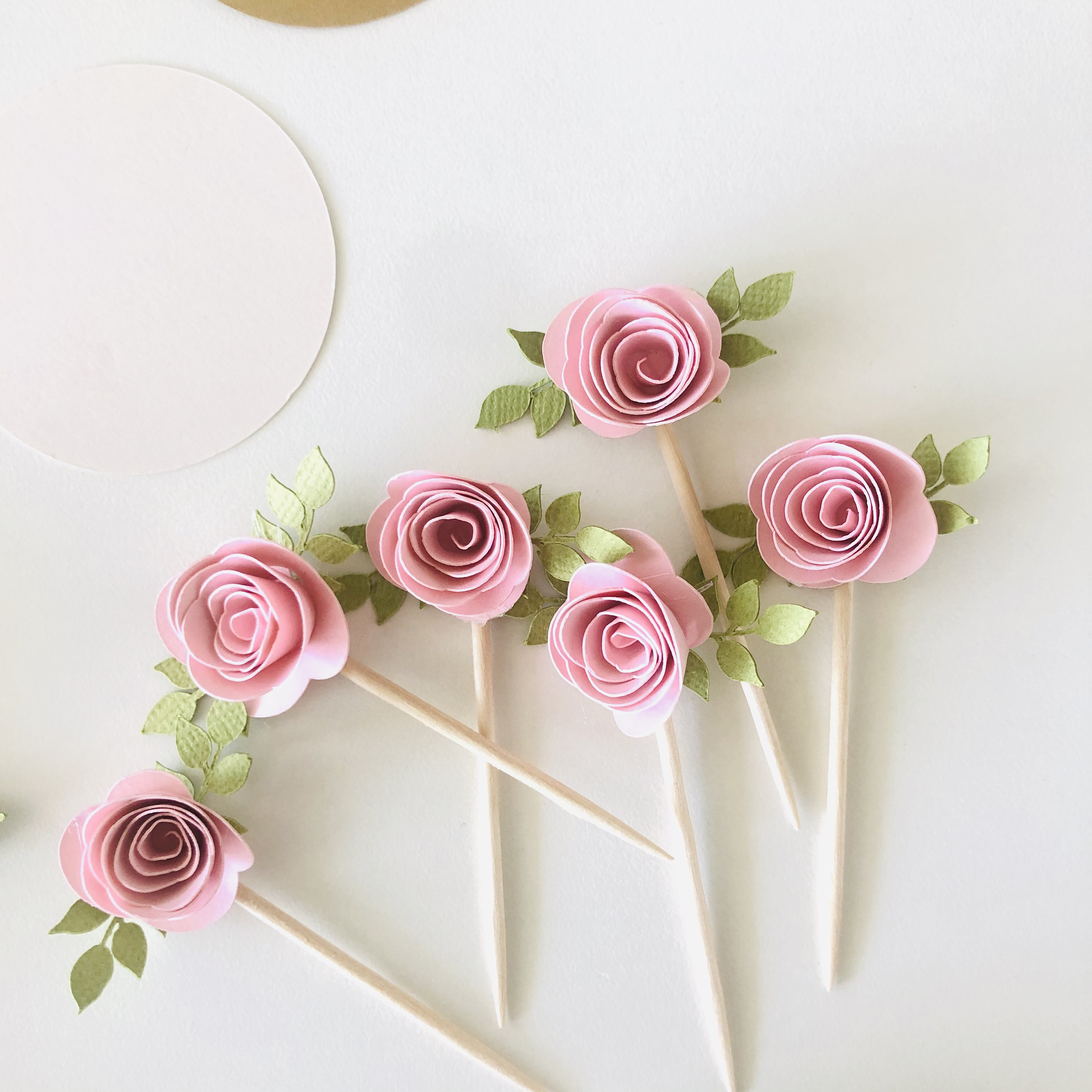 Pink Rose Cupcake Topper Mini Cupcake Picks Birthday | Etsy