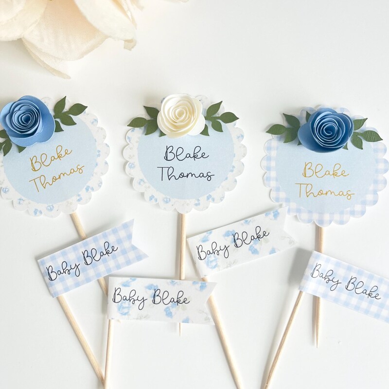 Blue Cupcake Toppers - Etsy