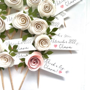 Custom Cupcake Tag, Mini Flower Cupcake Picks, Boho Toppers, Birthday ...
