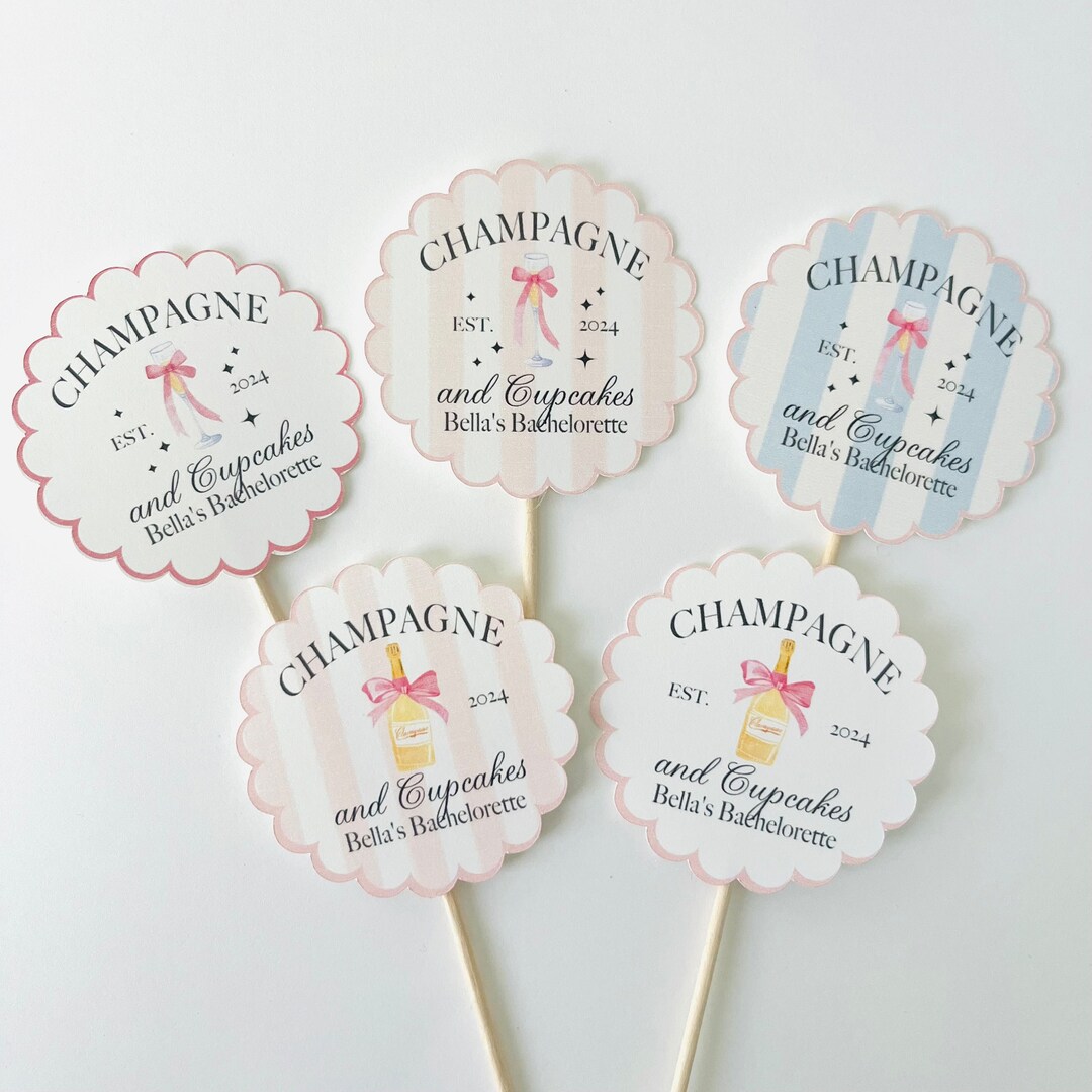 Bachelorette Cupcake Topper, Personalized Bridal Shower Cupcake Topper ...