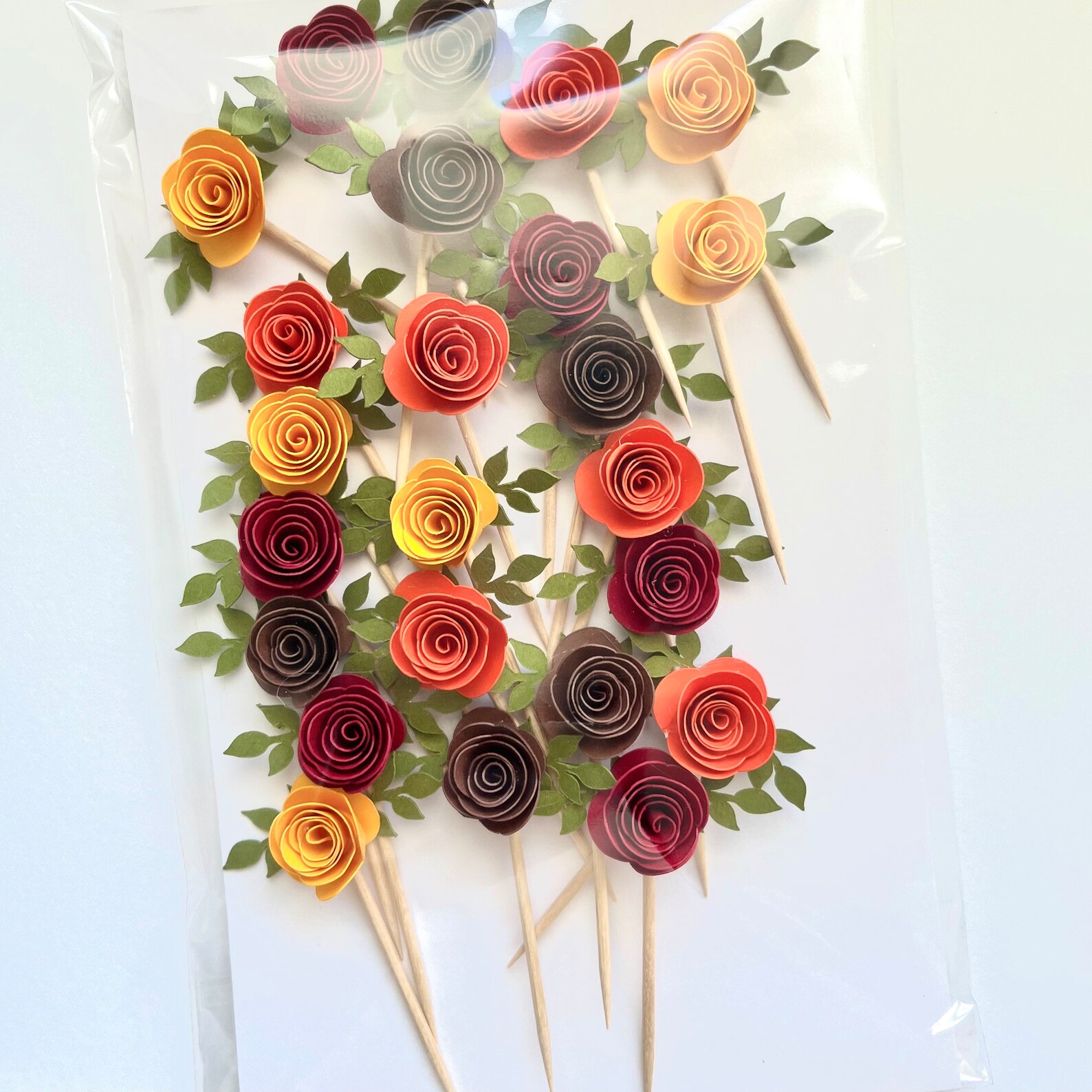 Thanksgiving Cupcake Toppers Fall Rose Cupcake Topper Mini - Etsy