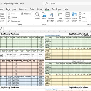 Bagmaker Cost Calculating Excel Worksheet - Etsy