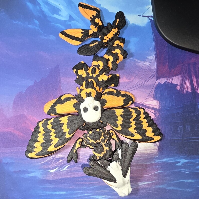 Gothic Articulated Death's-head Moth Dragon: 3D Printed Fantasy Art - Etsy