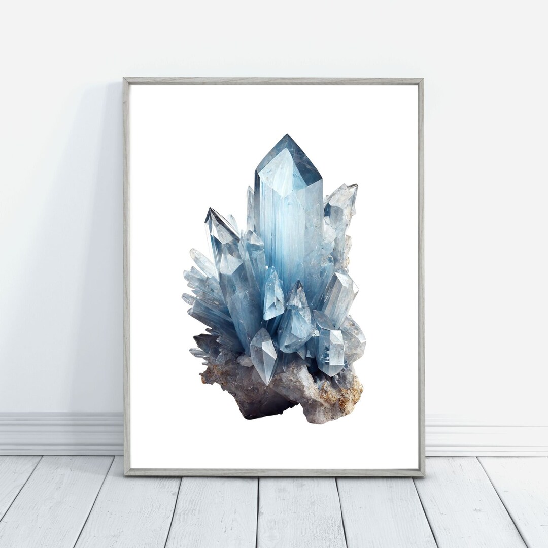 Calming Wall Art, Spa Blue Wall Art, Crystal Decor, Metaphysical ...