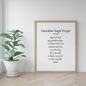 Catholic Print Bundle "guardian Angel Prayer" and Angel Line Art ...