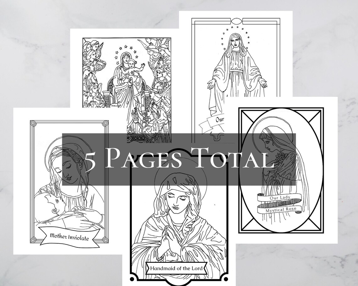 Printable Coloring Page Bundle 3 5 Catholic Coloring Pages | Etsy