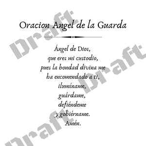 Catholic Print Bundle "oracion Angel De La Guarda" and Angel Line Art ...