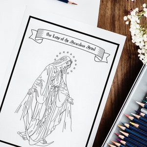 Our Lady of the Miraculous Medal Coloring Page - Catholic Art (PDF ...
