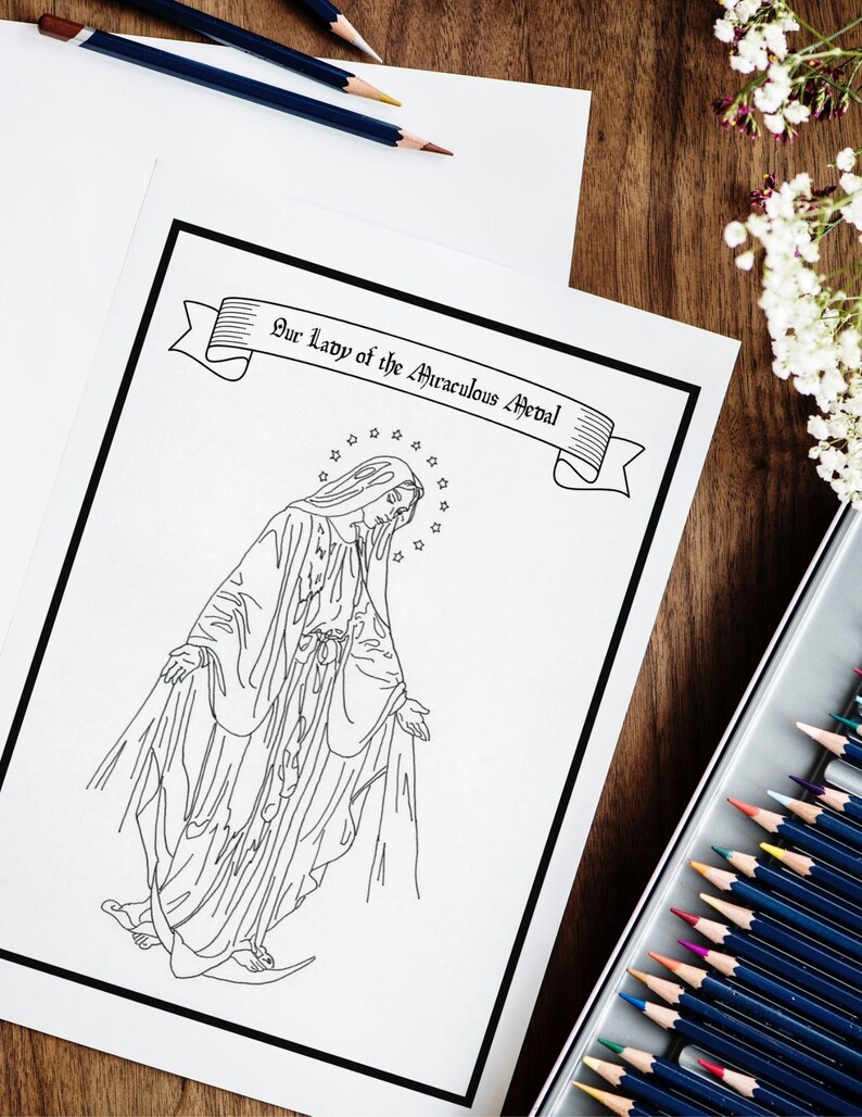 Printable Coloring Page "our Lady of the Miraculous Medal" - Catholic ...